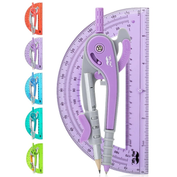 Mr. Pen- Compass and Protractor Set, Purple, Compass Geometry Tool ...