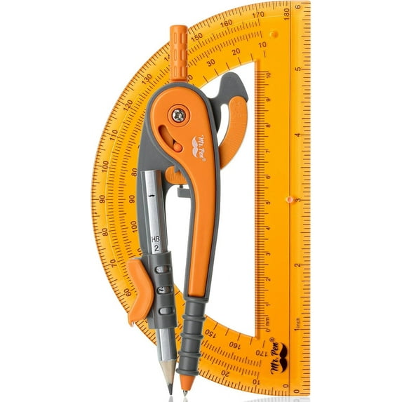 Mr. Pen- Compass and Protractor Set, Dark Orange, Compass Geometry Tool ...