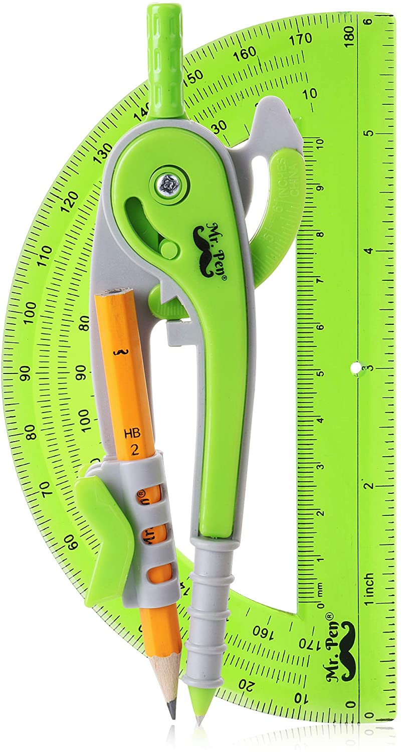 8 Pcs Math Tool Set Geometry School Compass Ruler Triangle Protractor Eraser