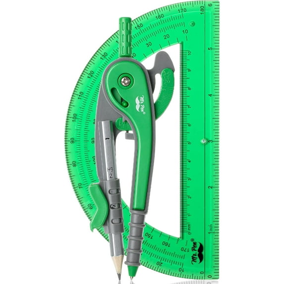 Mr. Pen- Compass and Protractor Set, Lush Garden Green, Compass ...