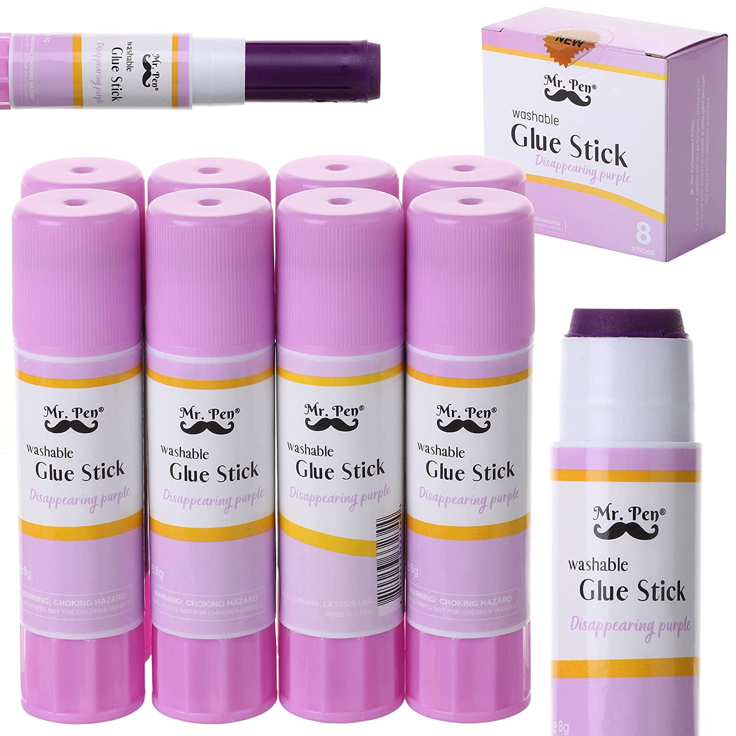 Mr. Pen- Disappearing Purple Sticks, 8 Pack, Washable, Sticks, School ...