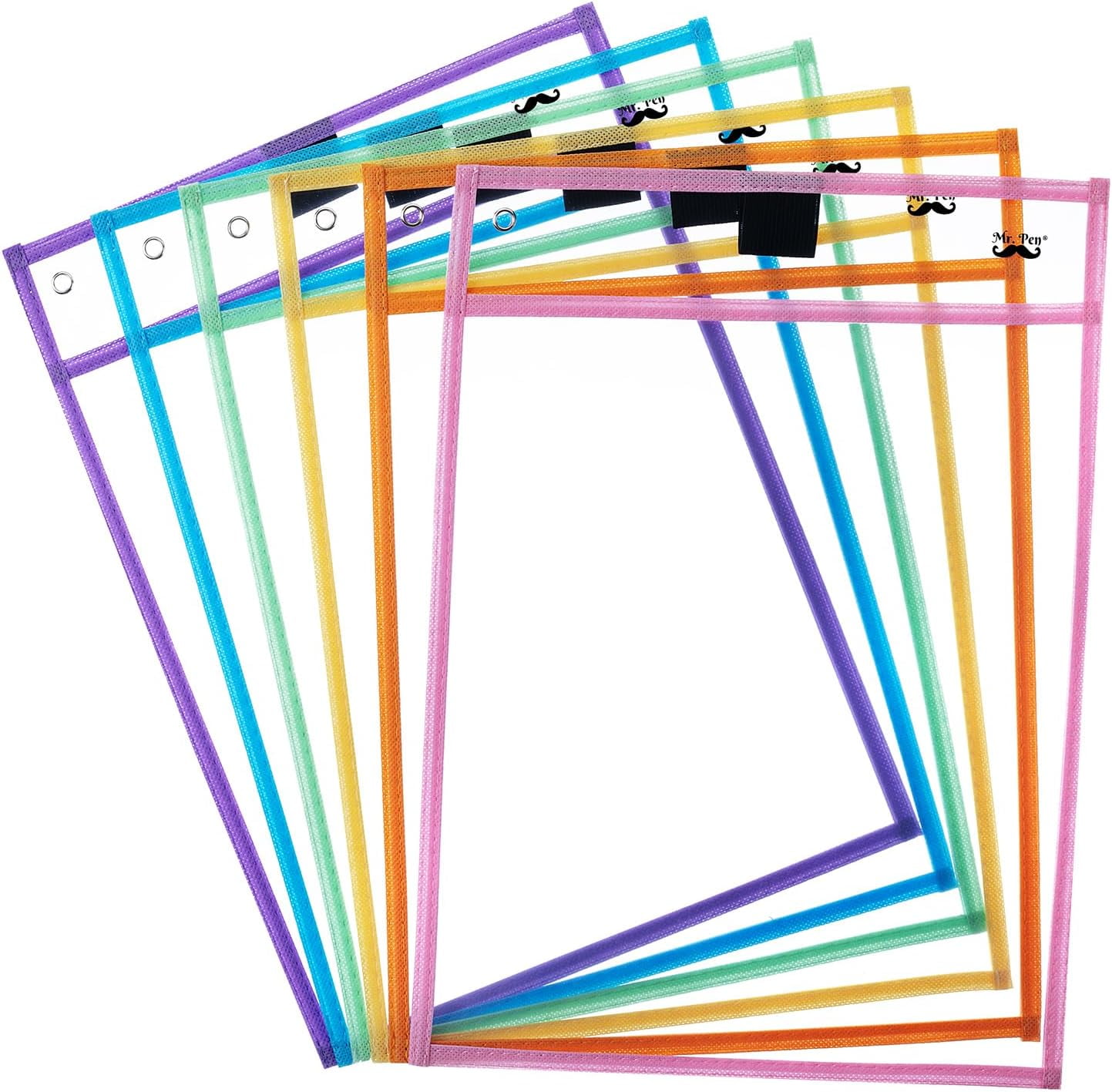 Mr. Pen, Dry Erase Pocket Sleeves, 10 x 14 Inch, 6 Pack, Pastel Colors ...