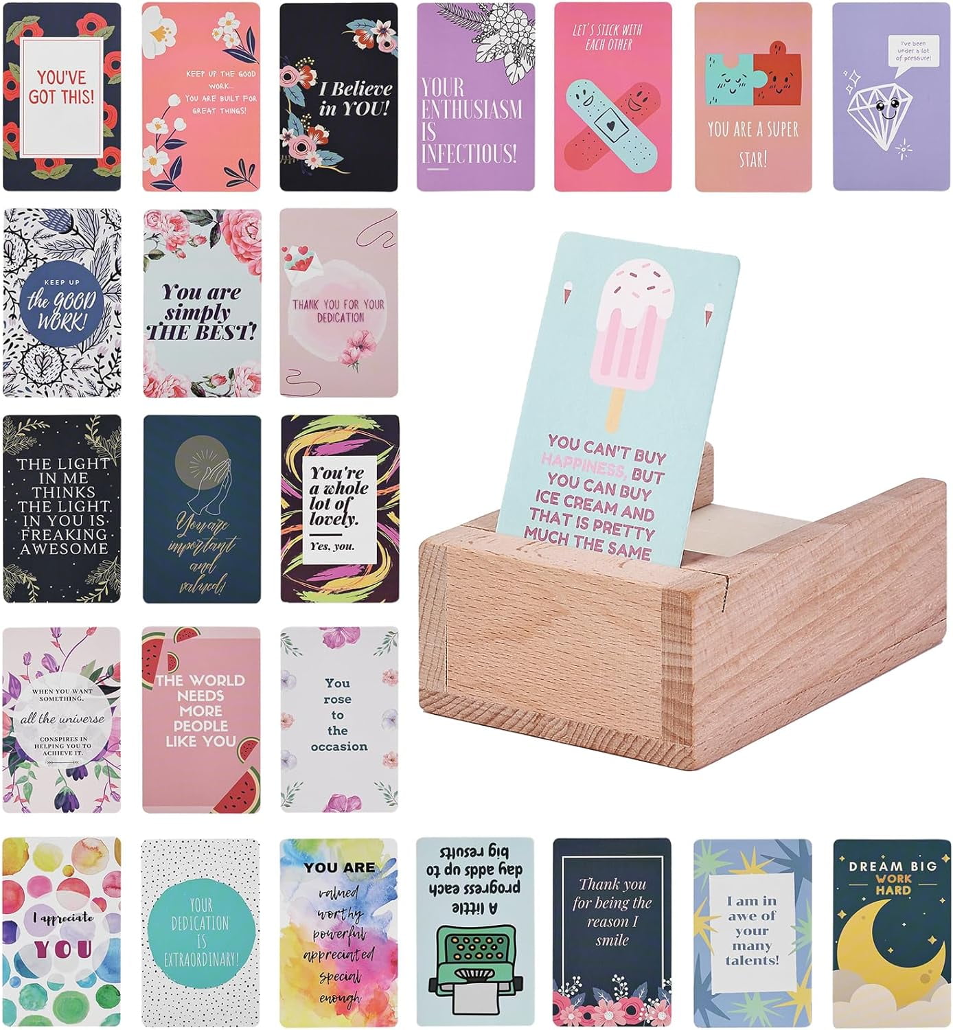Mr. Pen- Encouragement Cards with Wooden Stand, 100 pcs Inspirational ...