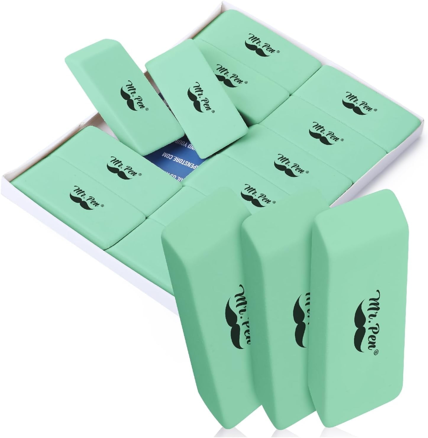 Mr. Pen Erasers, Green Pencil Erasers, 12 Pack, Gentle on Paper ...
