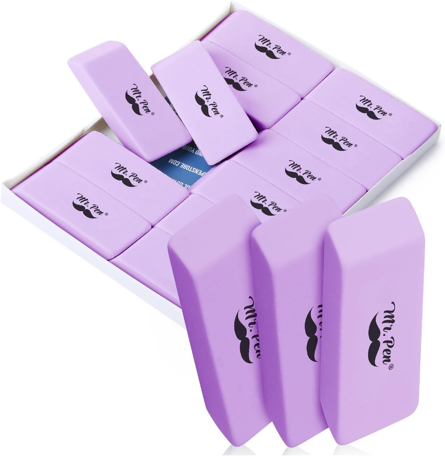 Mr. Pen- Erasers, 12 Pack, Purple Pencil Eraser, Erasers for Pencils ...