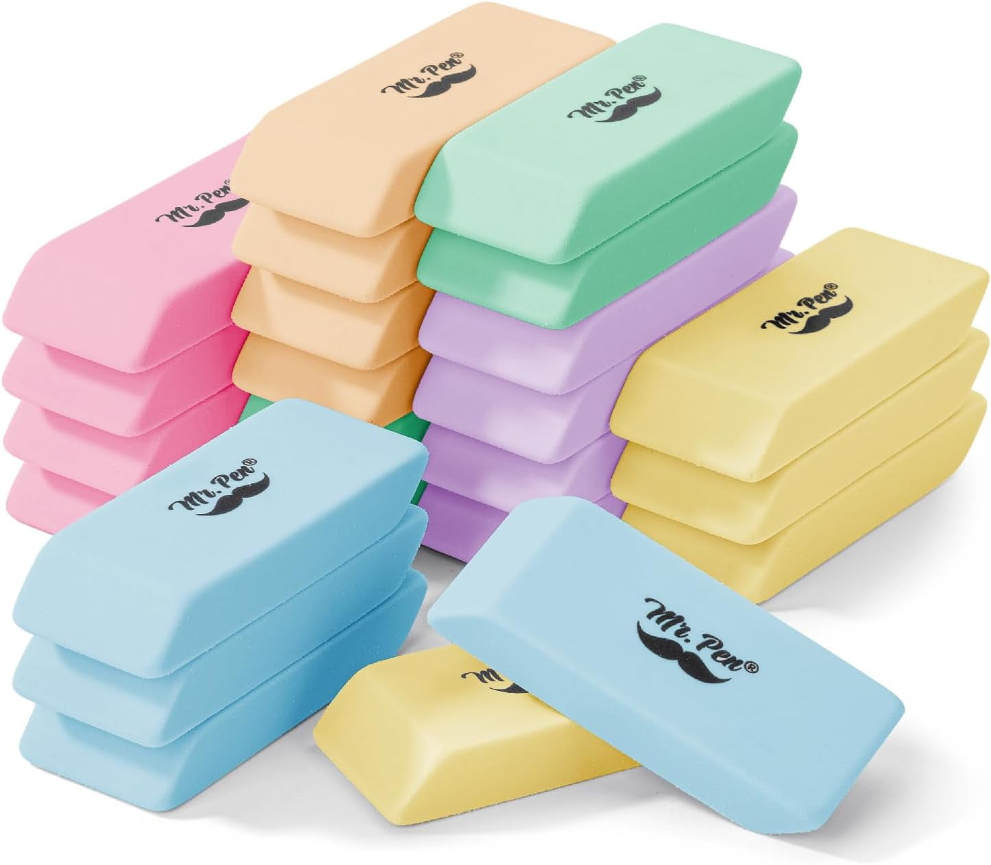 Mr. Pen- Erasers, 24 Pack, Pastel Colors Pencil Eraser, Erasers for ...