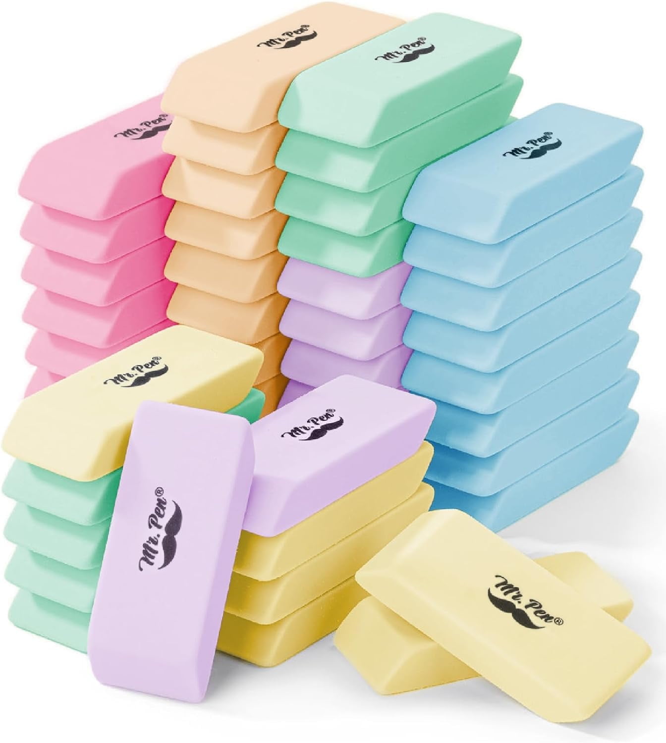 Mr. Pen- Erasers, 48 Pack, Pastel Colors Pencil Eraser, Erasers for ...