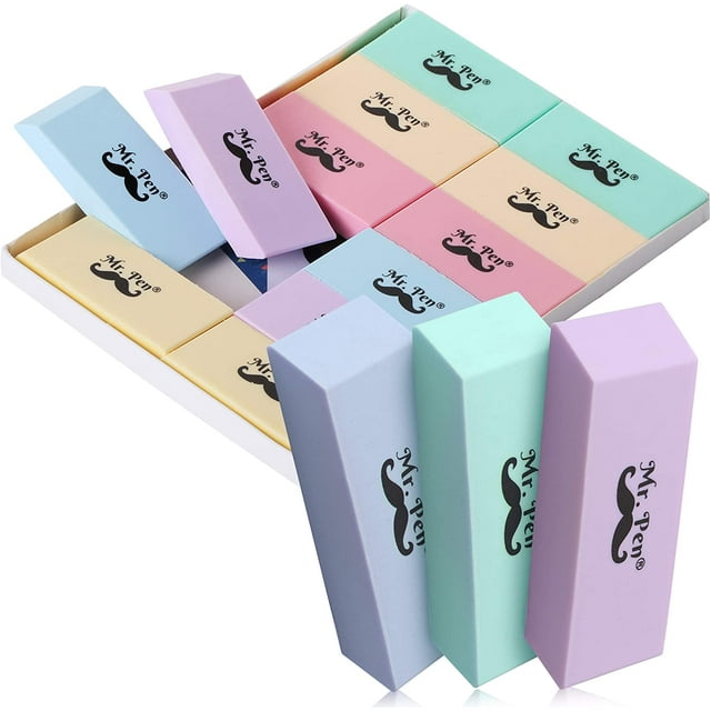 Mr. Pen- High Quality Durable Pencil Erasers, 12 Pack, Candy Colors ...