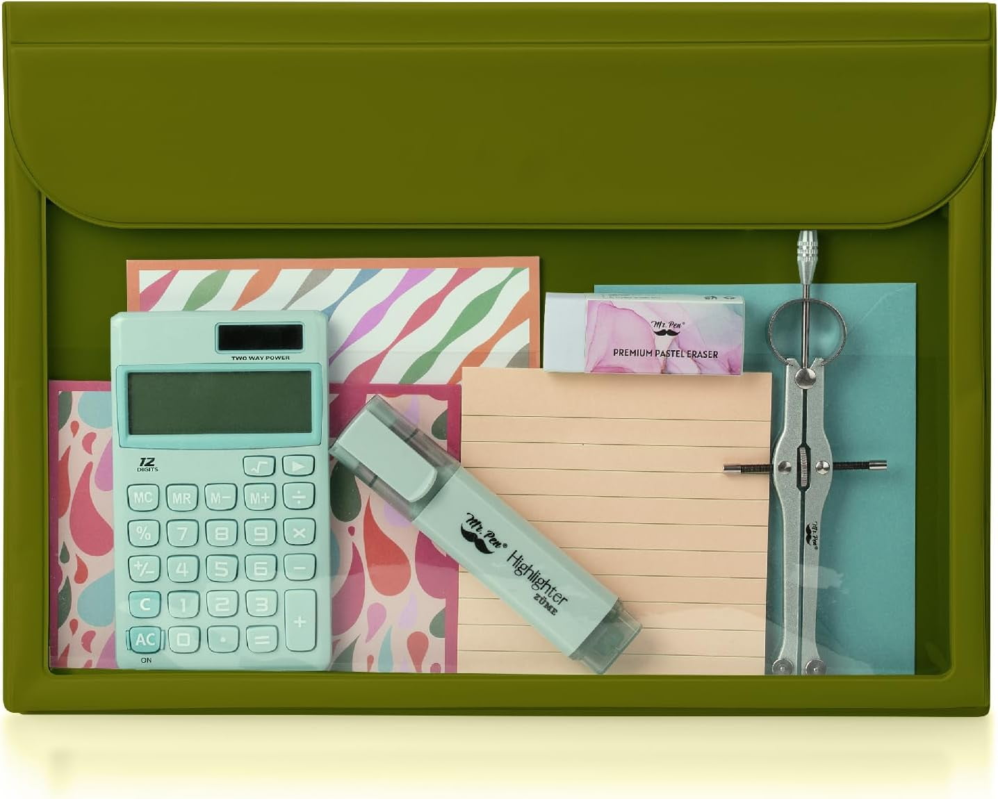 Mr. Pen- File Folder, Olive Green, Plastic File Folders Letter Size ...