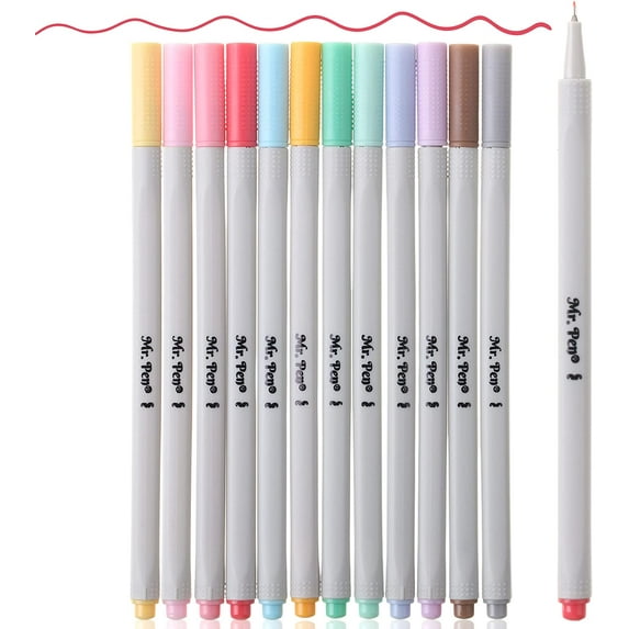 Mr. Pen Fineliner Pastel Pens 12 Pack Fine Point Colors for Writing and ...