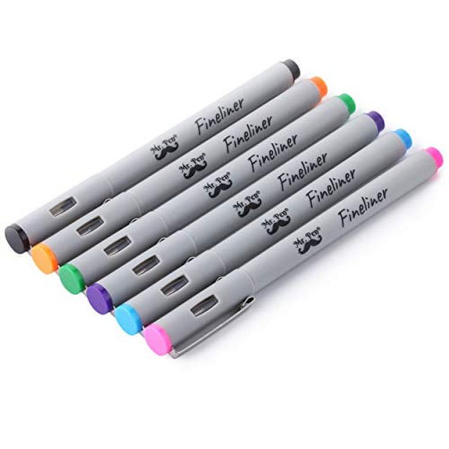 Mr. Pen- Fineliner Pens, 0.2 mm, 6 Pack, Ultra Fine, No Bleed, Bright ...