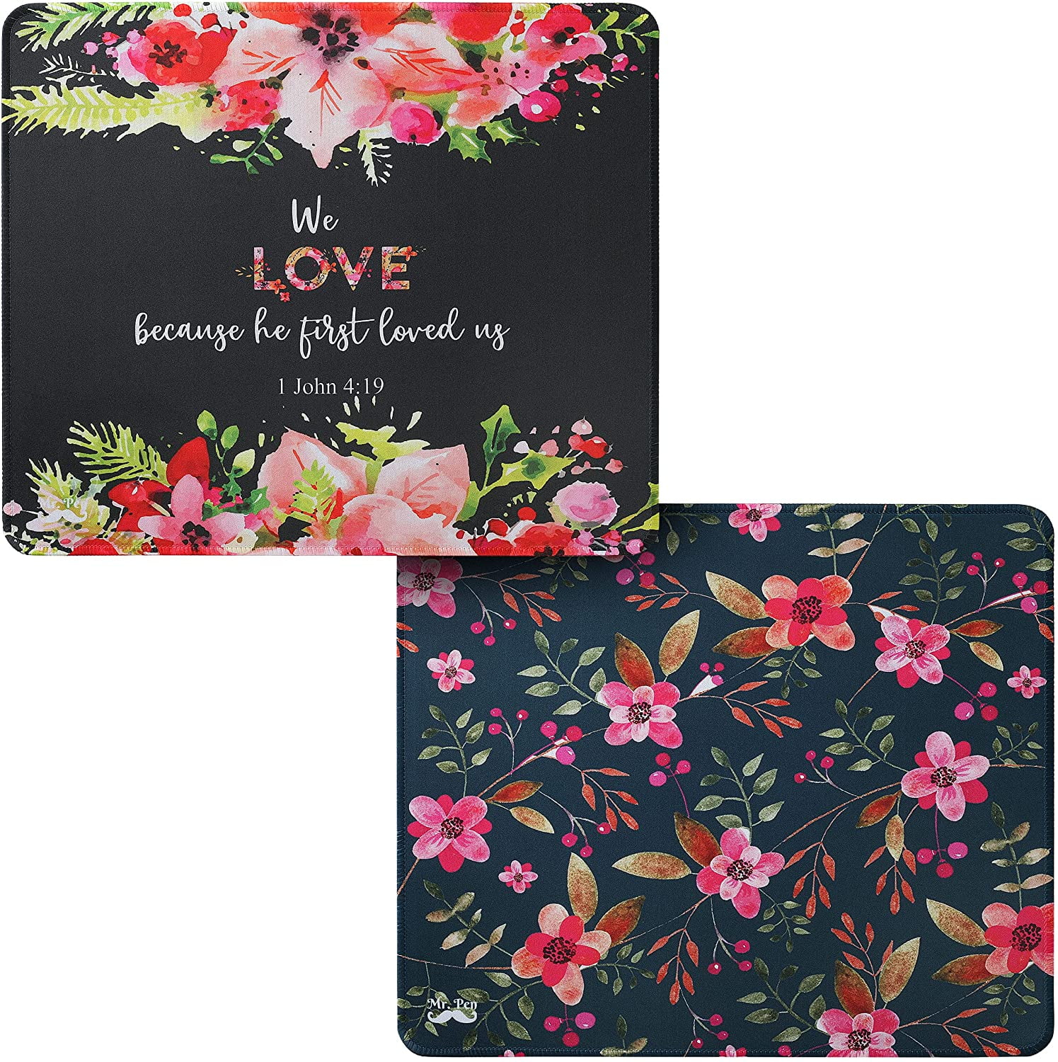 Mr. Pen, Floral Mouse Pad, 2 Pcs, Cute Mouse Pad, Wide Application ...