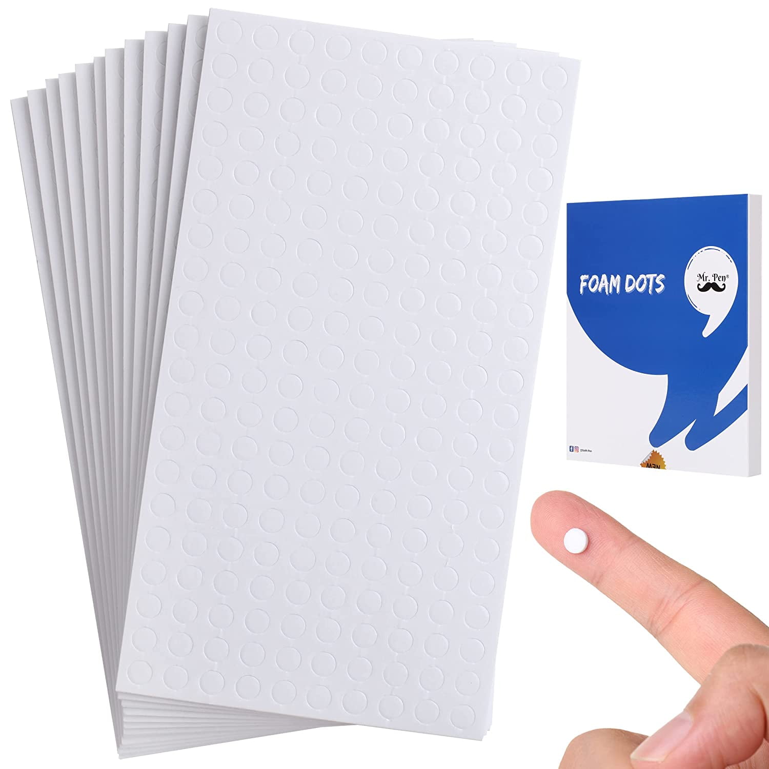 Mr. Pen Foam Dots 2400 pcs 12 Sheets Adhesive Double Sided Foam Dots 6 ...