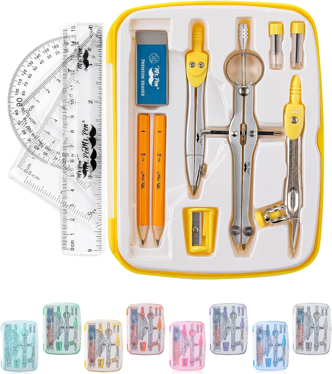Mr. Pen- Geometry Set, 13 pcs, Compass for Geometry Compass, Geometry ...