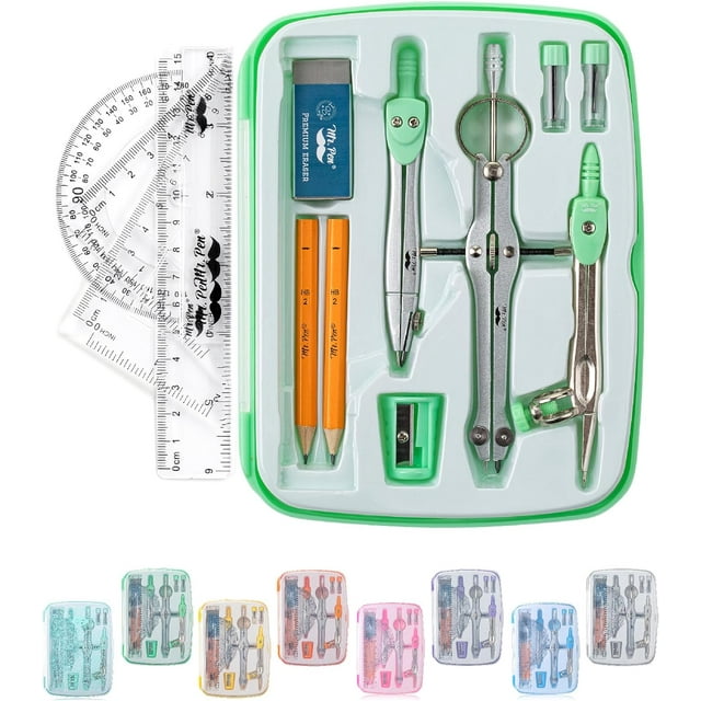Mr. Pen- Geometry Set, 13 pcs, Mint Green, Compass for Geometry Compass ...