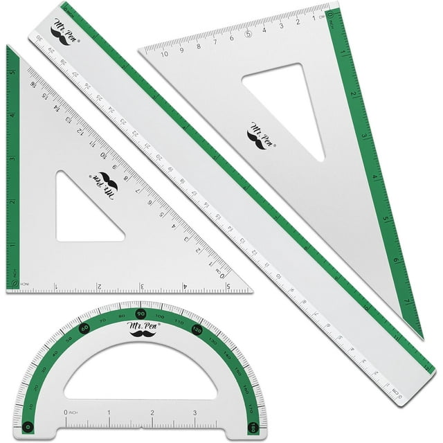 Mr. Pen- Geometry Set, Green Stripes, 4 Pack, Metal Geometry Kit ...