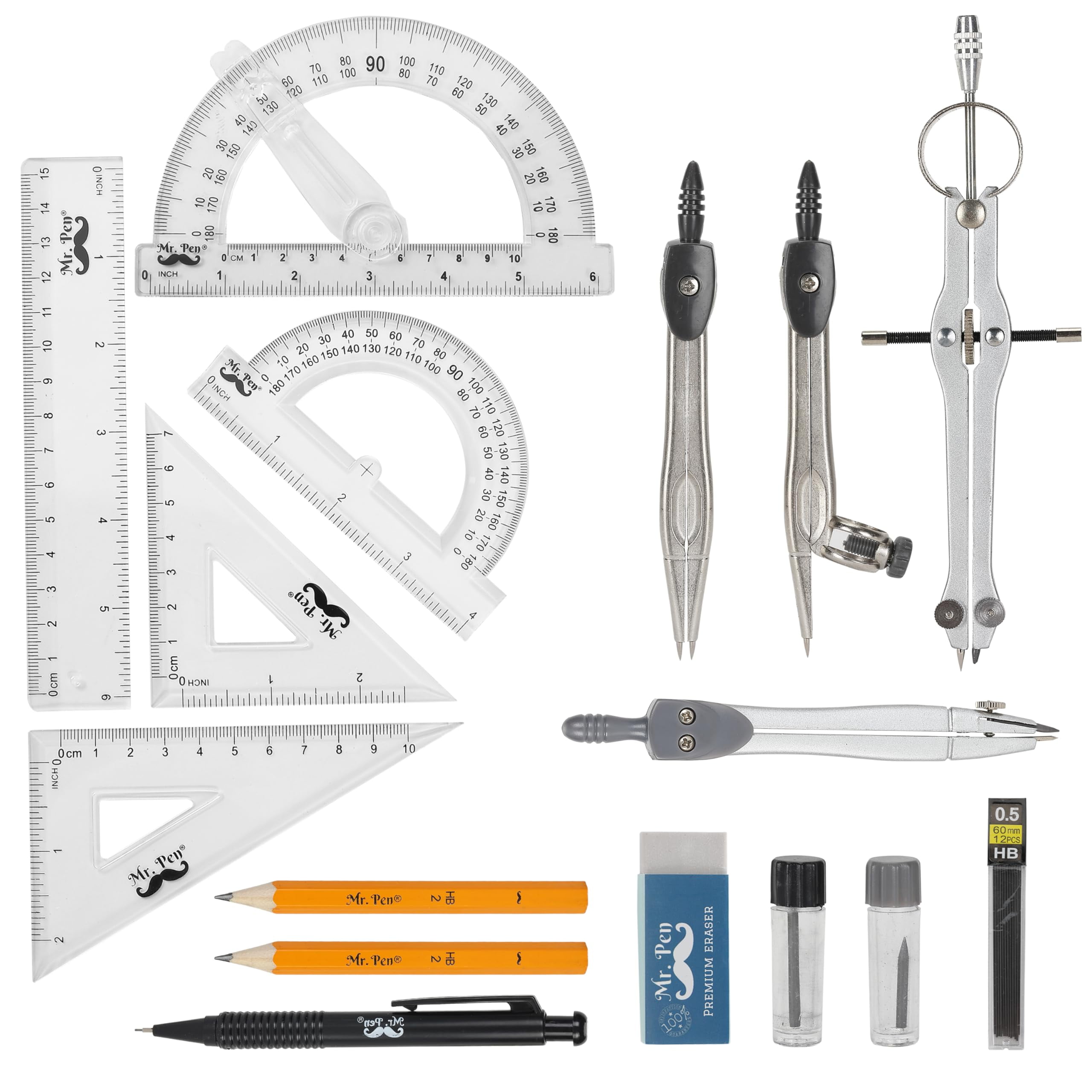 Mr. Pen Geometry Set with 6 Inch Swing Arm Protractor, Divider, Set ...