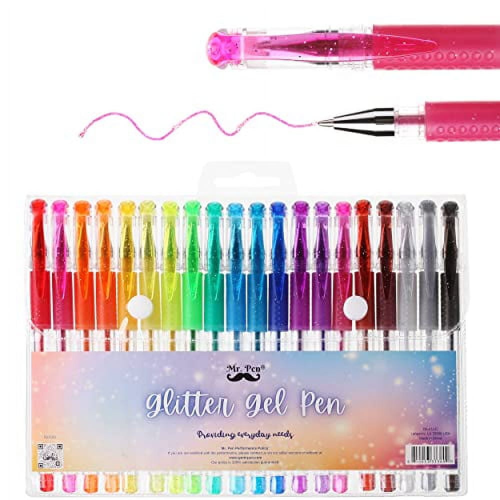 Mr. Pen- 20 Pack Glitter Gel Pens, Assorted Colors, Fine Point, Non ...