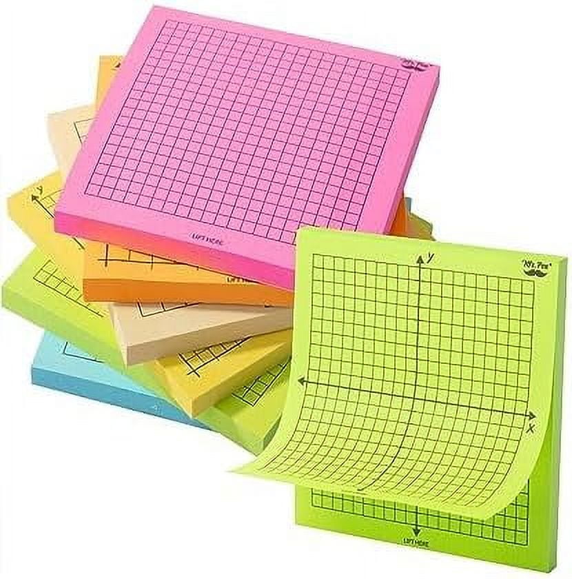 Mr. Pen- Graph Paper Sticky Notes, 6 Pads, 3x3 Inch, Bright Colors ...