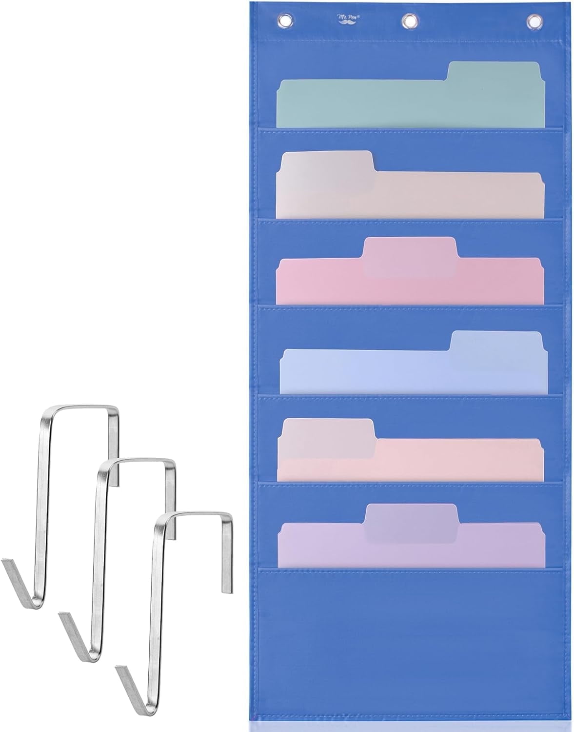 Mr. Pen, Hanging Wall File Organizer, 6 Pockets, Blue, Overdoor Hangers ...