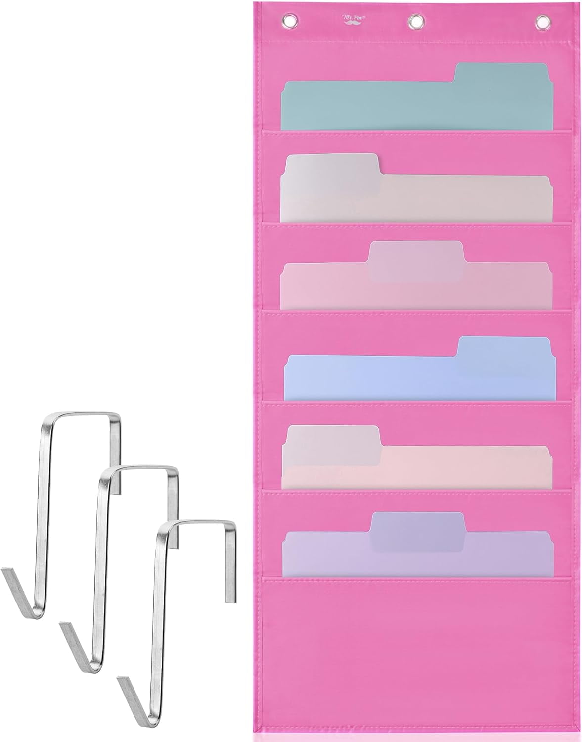 Mr. Pen- Hanging Wall File Organizer, 6 Pocket, Pink, 3 Overdoor ...