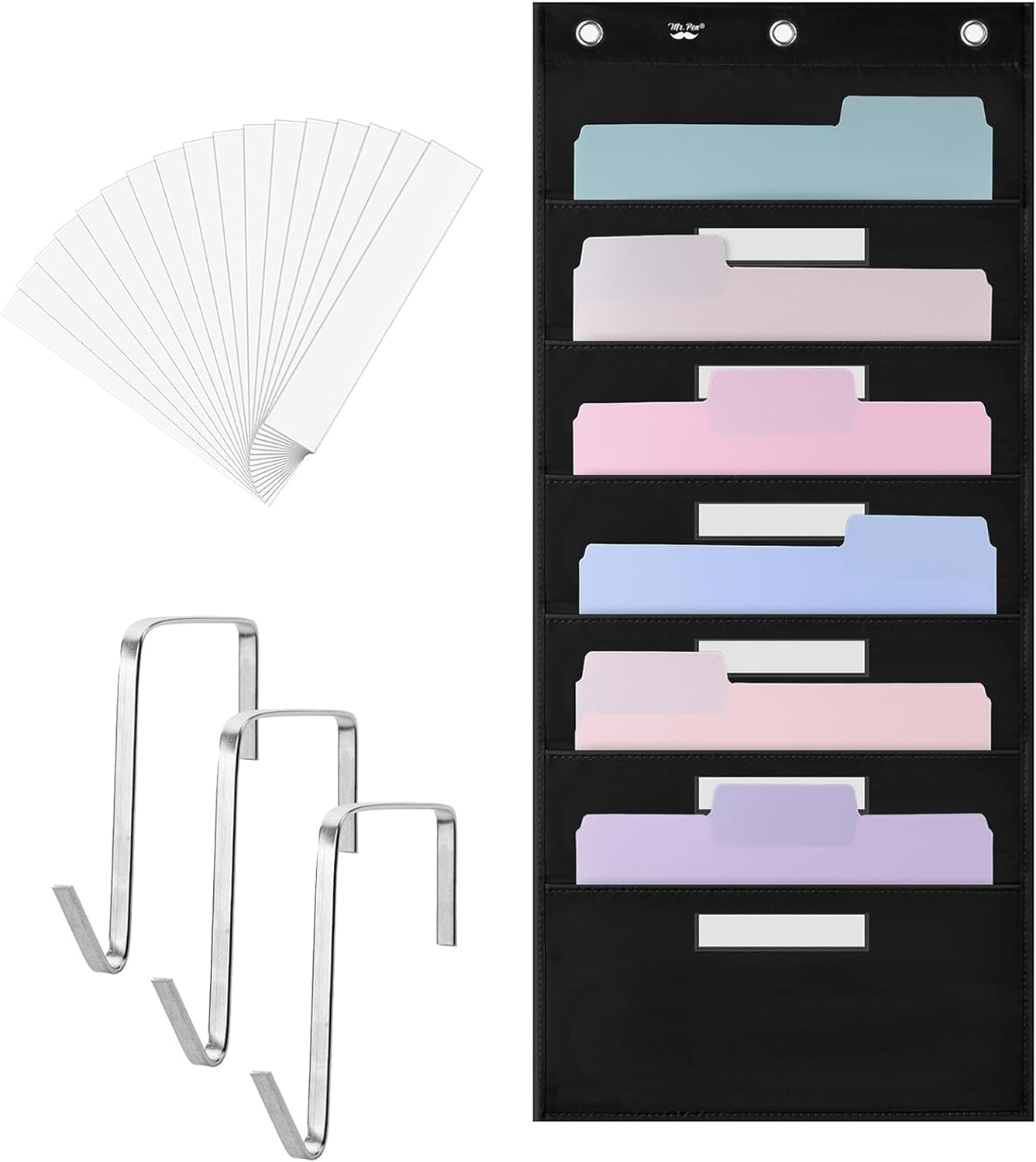 Mr. Pen- Hanging Wall File Organizer with 6 Name Tag, 6 Pocket, 3 ...