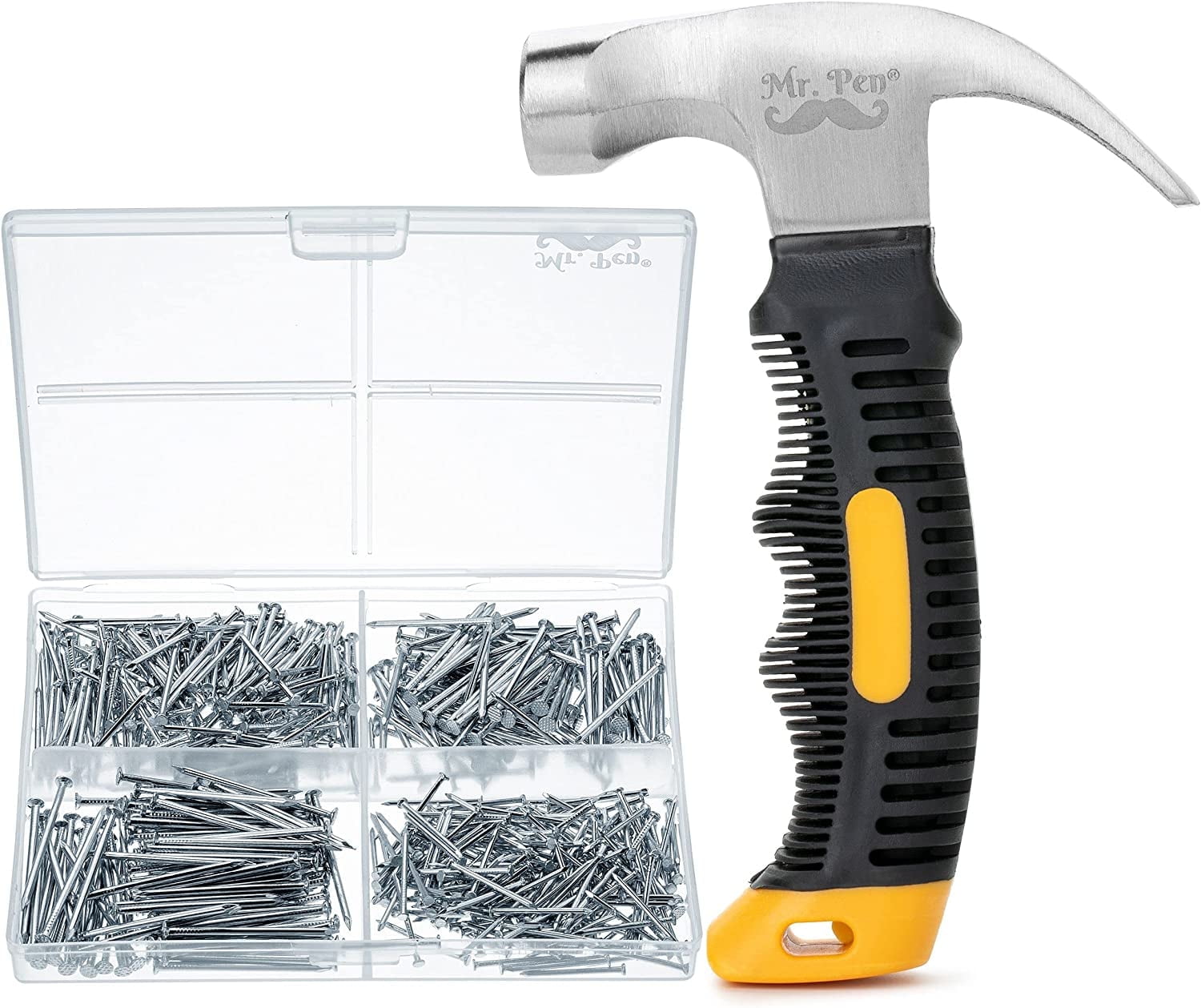Mr. Pen High Quality Nail Assortment and Hammer Hardware Kit, 8 oz, 600 ...
