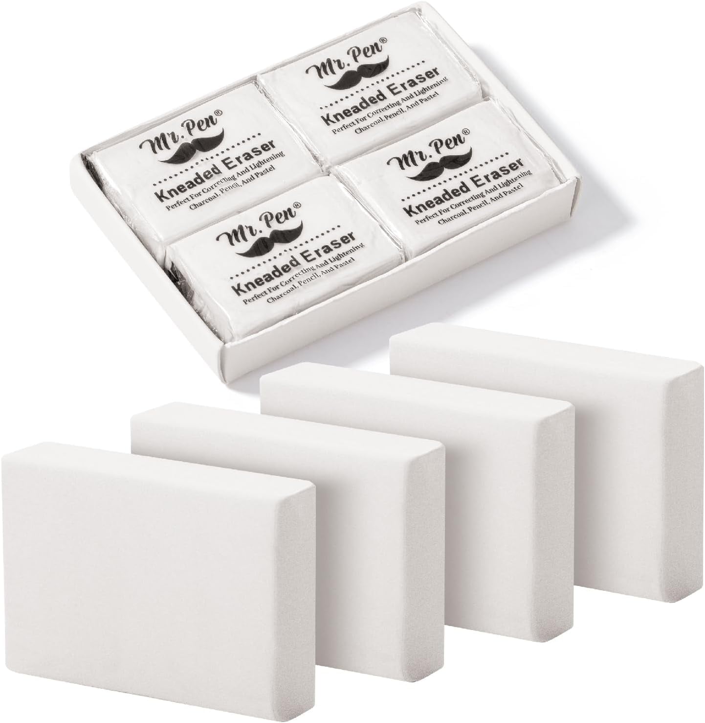 Mr. Pen- Kneaded Eraser, 4 Pack, White, Kneaded Erasers for Artists ...