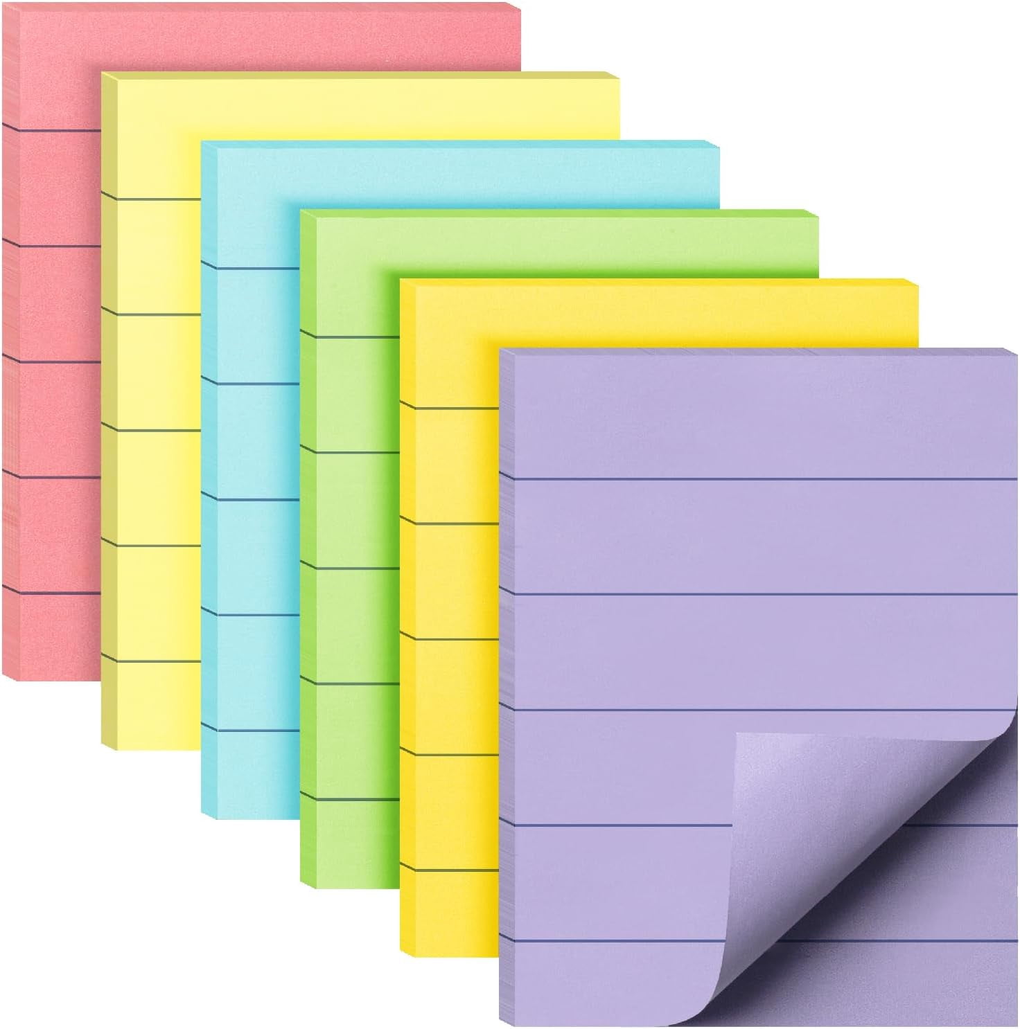Mr. Pen- Lined Sticky Notes 1.5" x2", 6 Pads, 60 Sheet/Pads, Vibrant ...