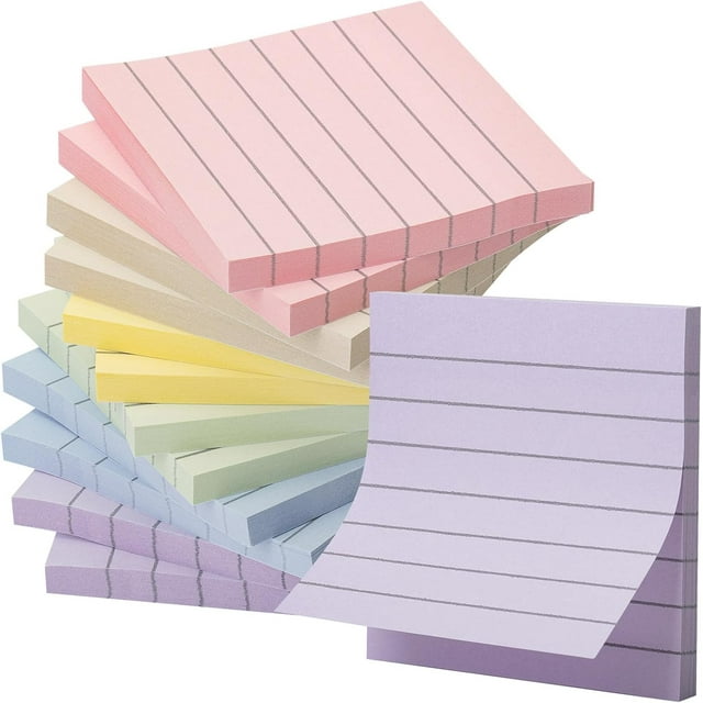 Mr. Pen- Lined Sticky Notes 3x3, 12 Pads, 720 Sheets in Total, Morandi ...
