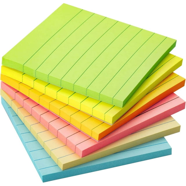 Mr. Pen- Lined Sticky Note Pads, 3x3, 6 Pads, 45 Sheets/Pads, Pastel ...