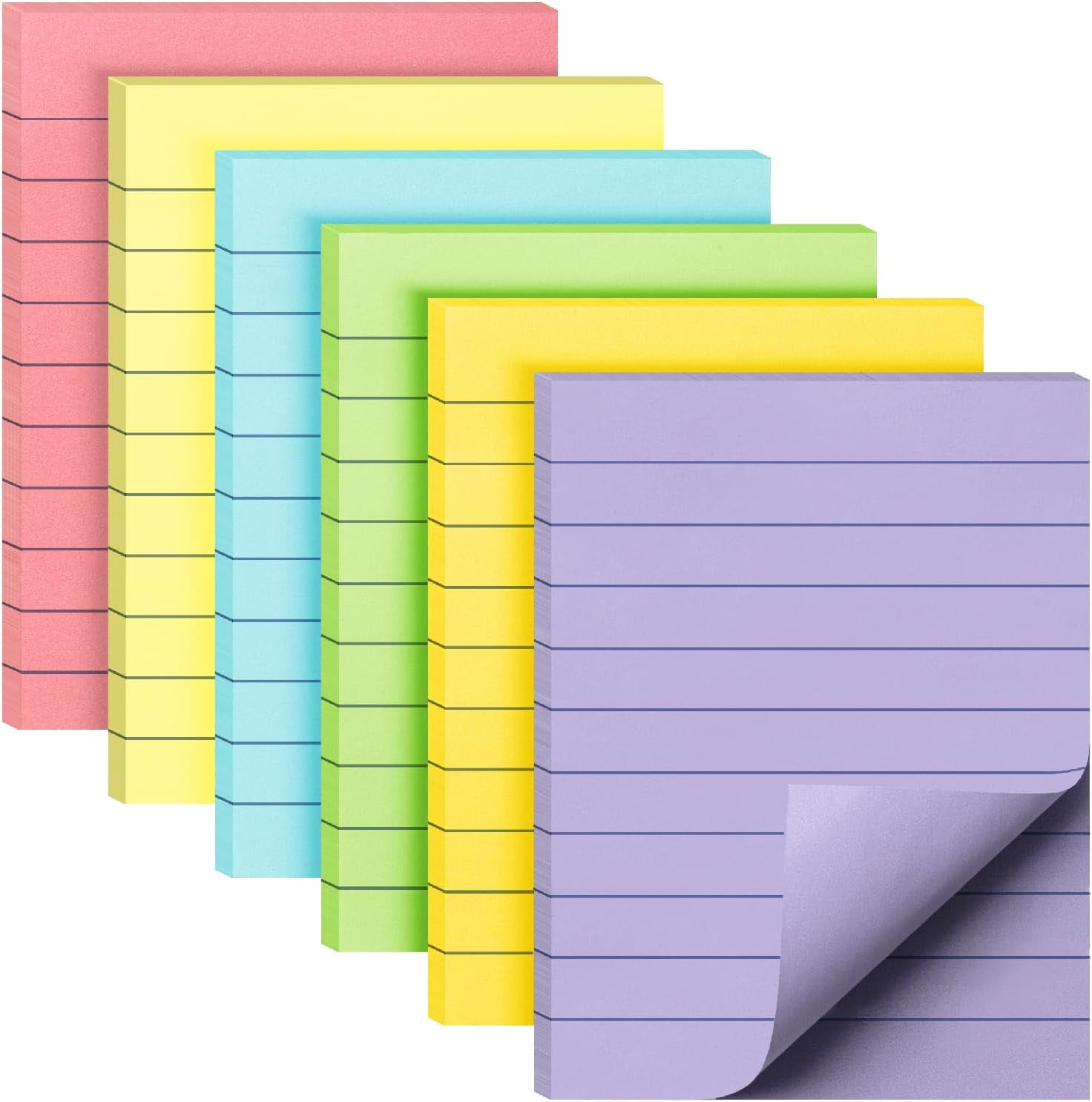 Mr. Pen- Lined Sticky Notes 3x4, 6 Pads, Pastel Colors, Sticky Notes ...