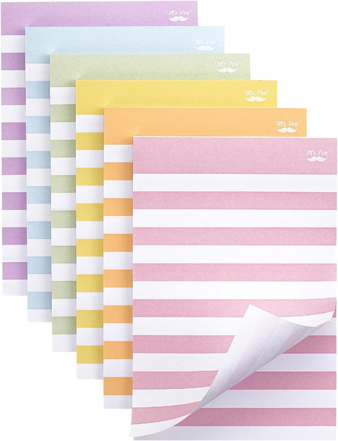 Mr. Pen- Lined Sticky Notes 4x6, 6 Pads, 45 Sheet/Pads, Assorted Colors ...