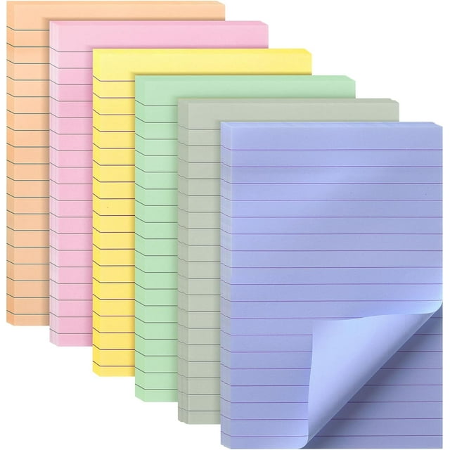 Mr. Pen- Lined Sticky Notes 4x6, 6 Pads, 45 Sheet/Pads, Morandi Colors ...