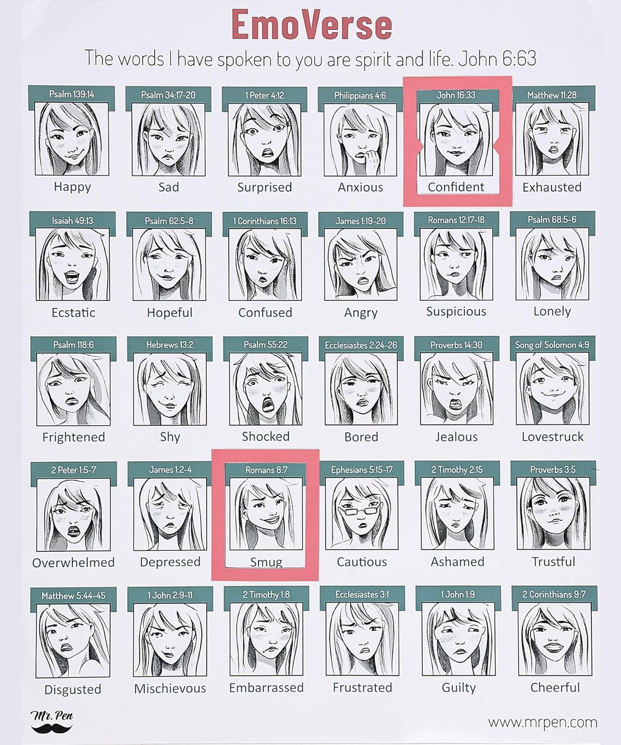 Mr. Pen- Magnet Feeling Chart, 14.5"x11.4", Emotions Chart for Kids ...