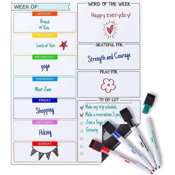 Mr. Pen- Magnetic Dry Erase Weekly Calendar for Fridge, 14.7 x 11.8 ...