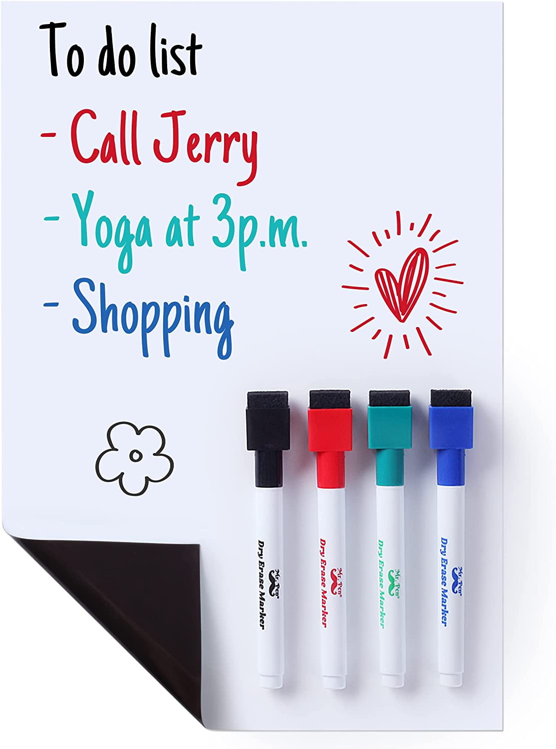 "Mr. Pen- Magnetic Dry Erase Whiteboard Sheet Set, 12"" x 8.3"", with 4 ...