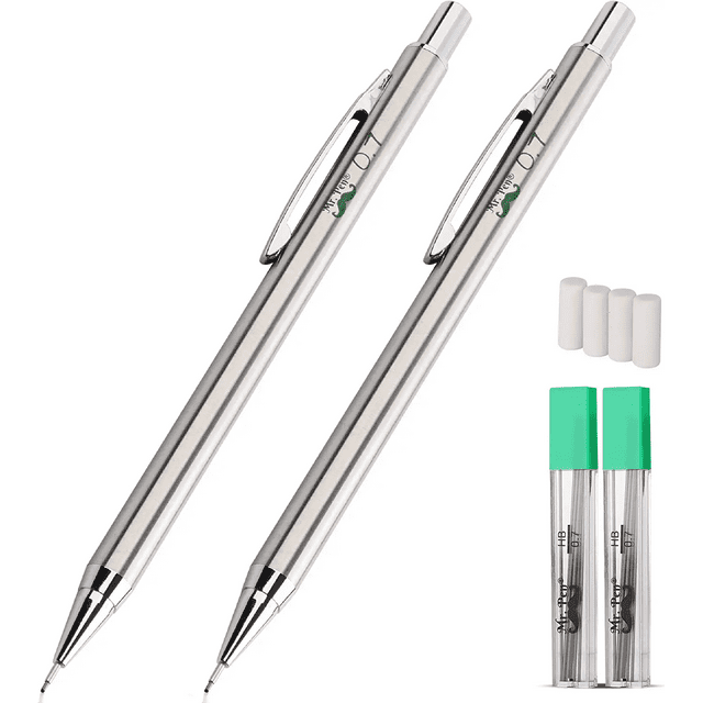 Mr. Pen- Metal Mechanical Pencil 0.7mm, 2 Pack with Click Lead Advance ... Mr. Pen- Metal Mechanical Pencil 0.7mm, 2 Pack with Click Lead Advance ...