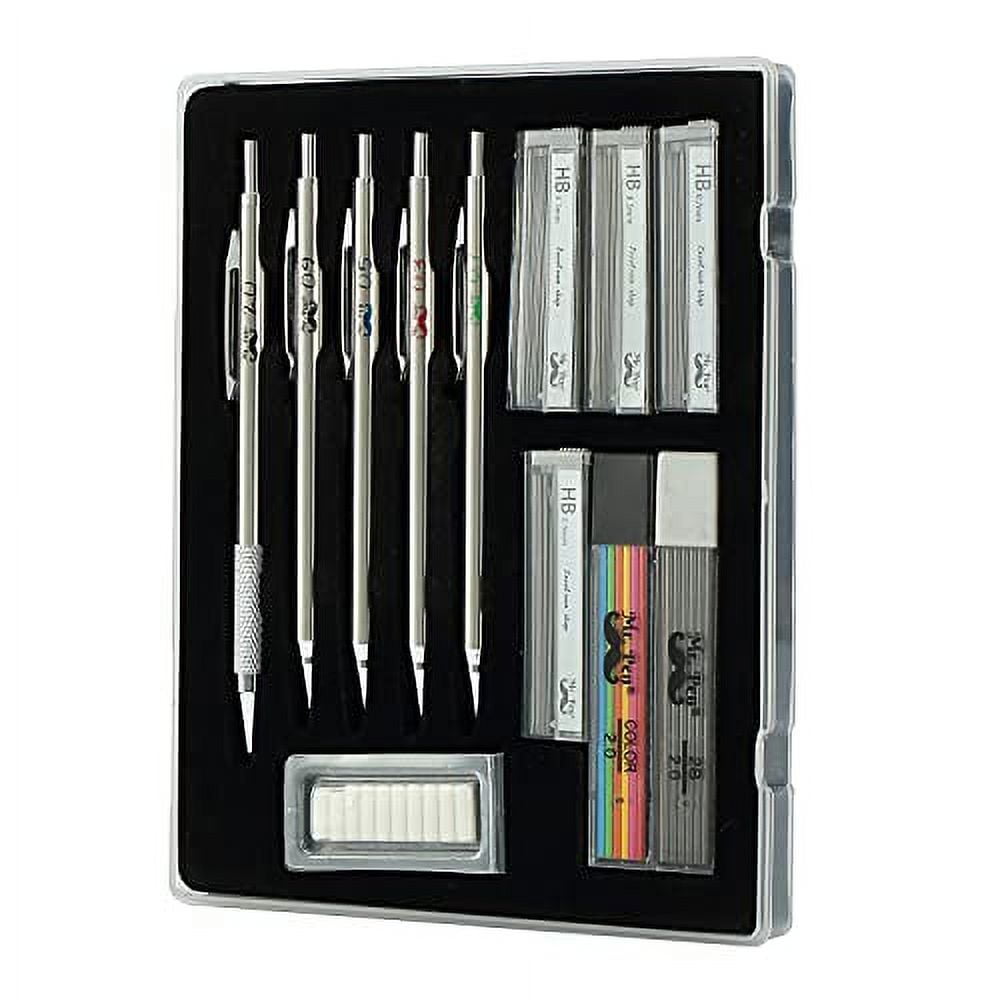 Mr. Pen Mechanical Pencil Set with Erasers Refills 0.3mm 0.5mm 0.7mm 0 ...
