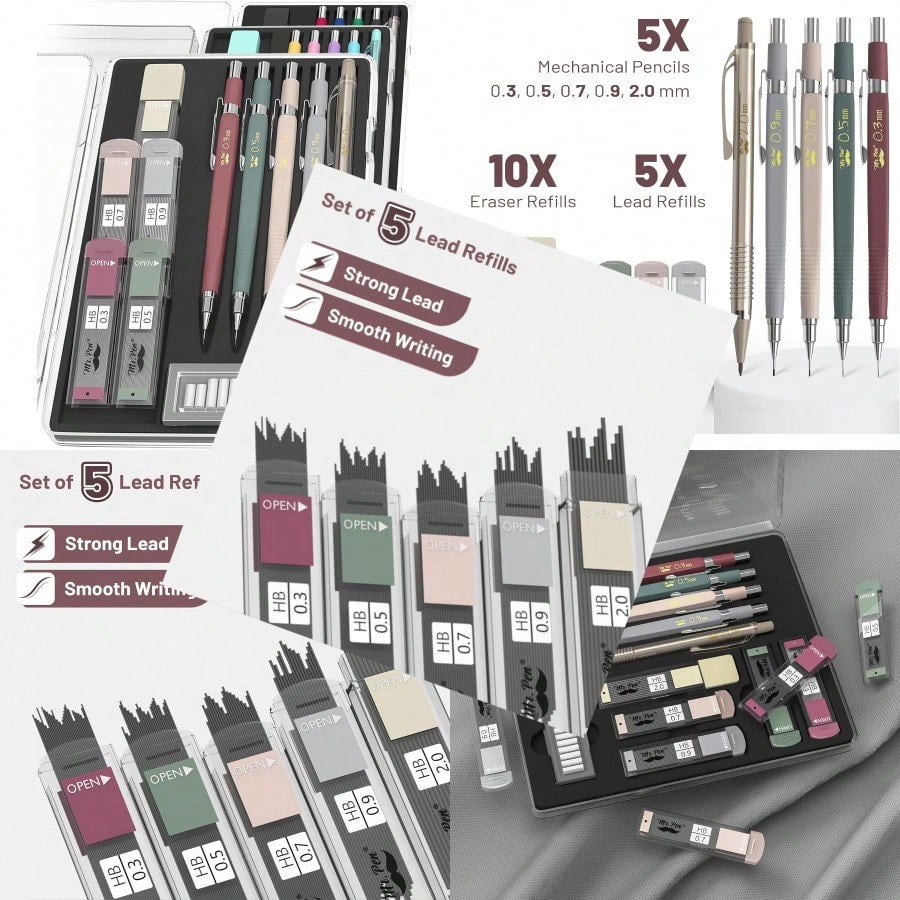 Mr. Pen- Mechanical Pencil Set with Leads and Eraser Refills 5 Sizes ...