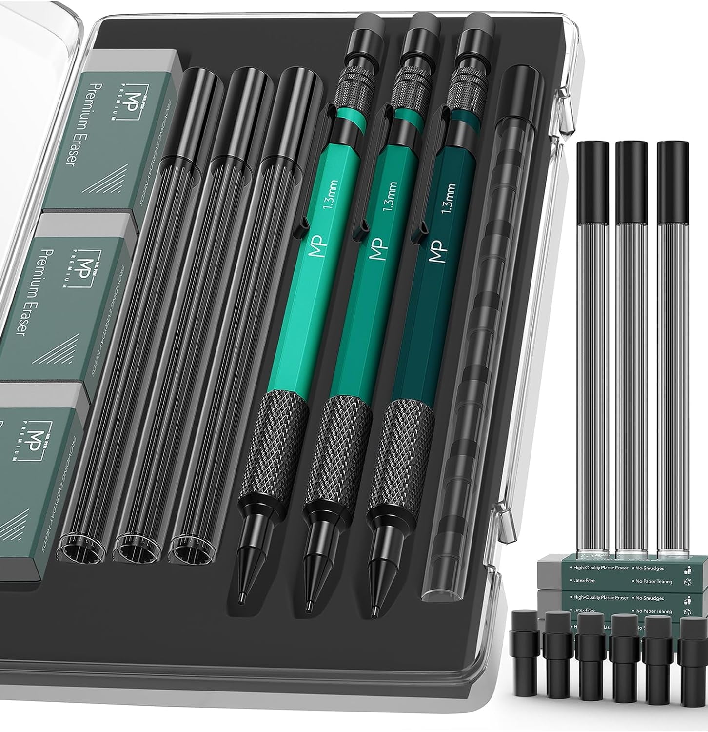 Mr. Pen, Mechanical Pencils Set, 1.3 mm, with Lead and Eraser Refills ...