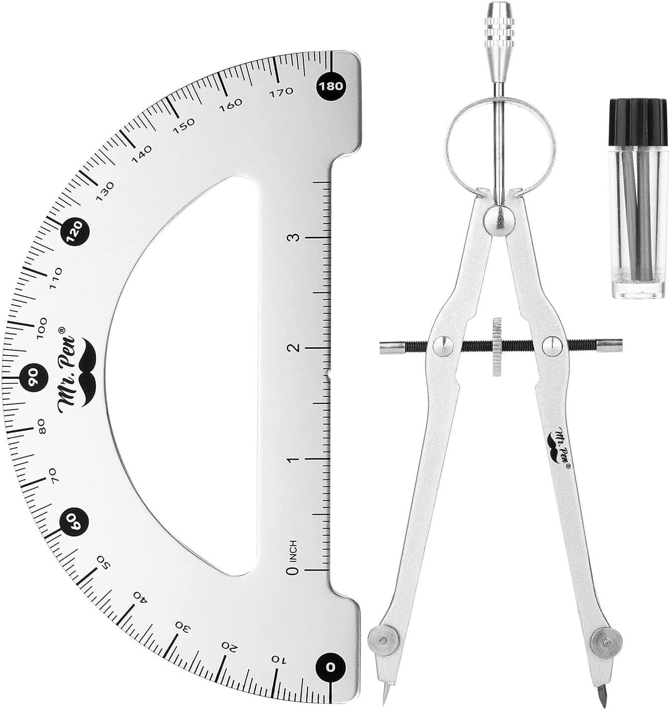 Mr. Pen- Metal Protractor, Compass Set for Geometry, Math Student ...