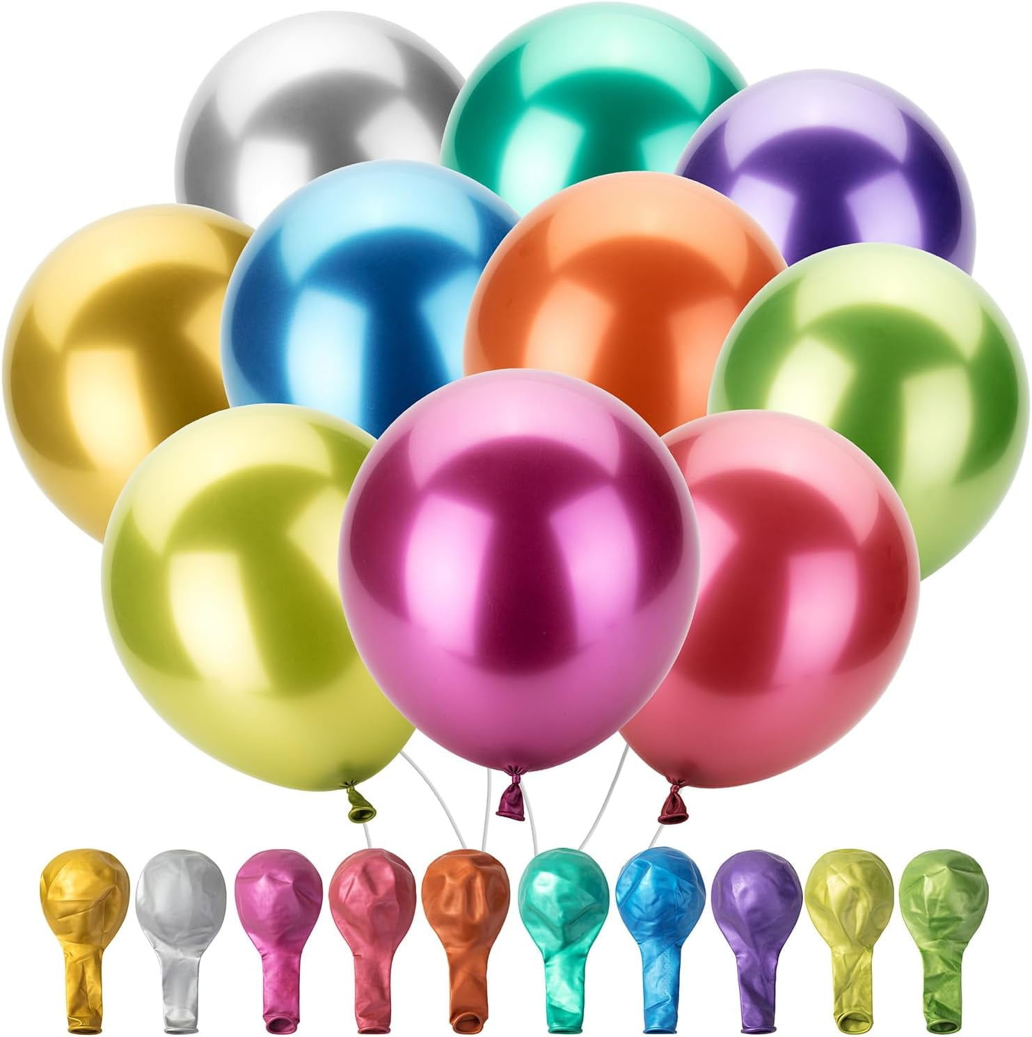 Mr. Pen- Metallic Balloons, 12 Inch, 100 Pack, Colorful Balloons ...