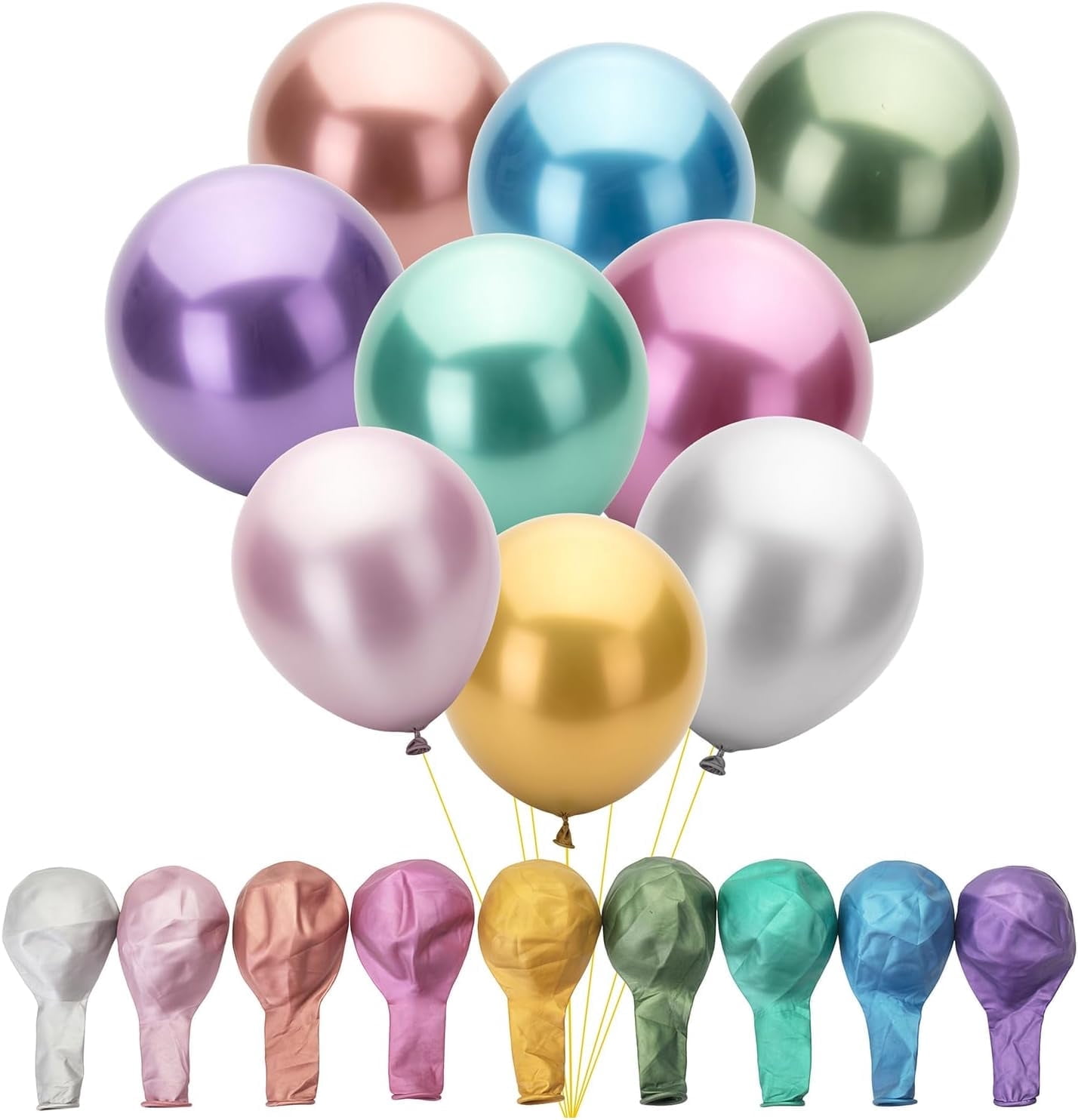Mr. Pen Metallic Balloons 12 Inch 54 Pack Assorted Colors for Birthday ...