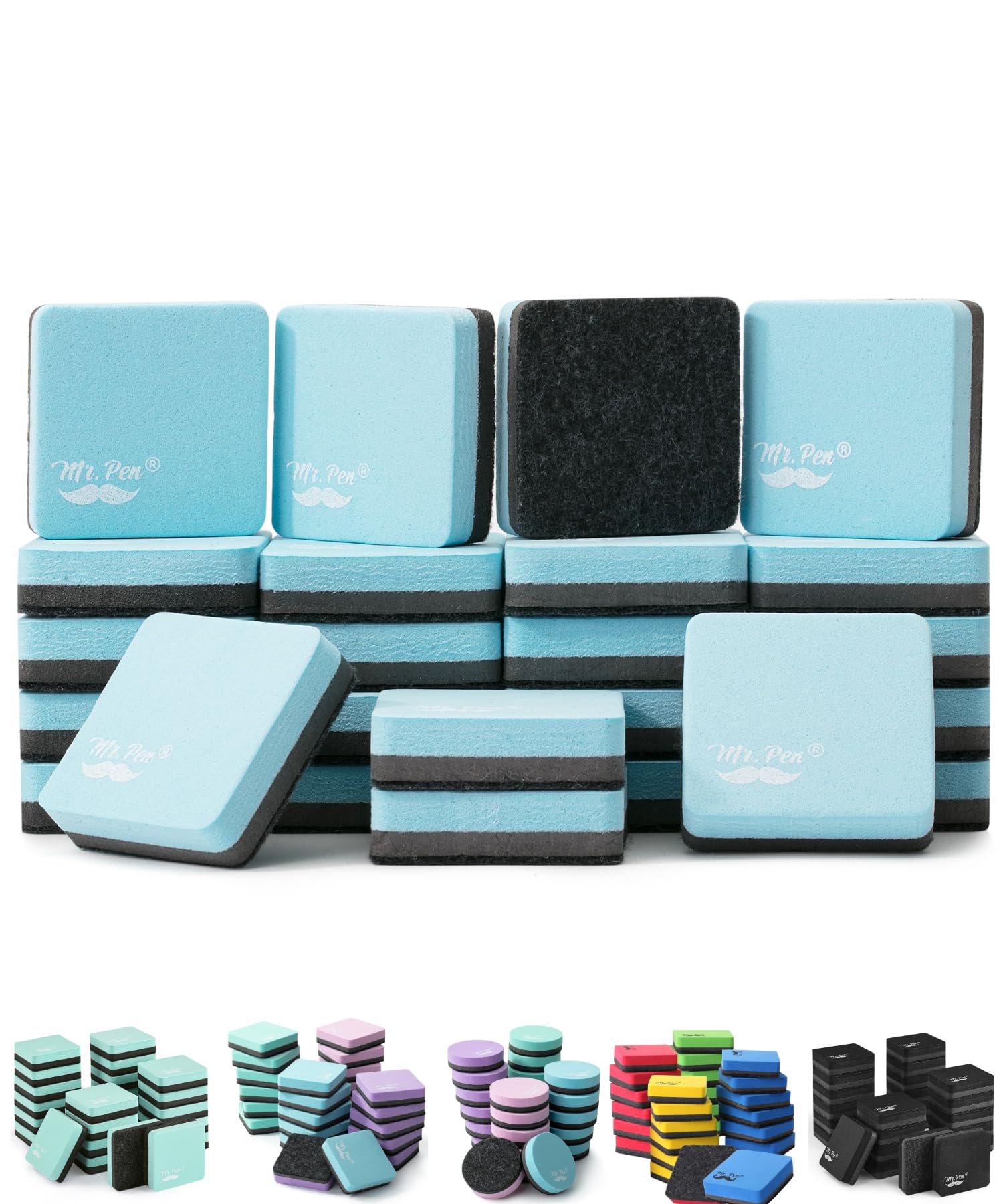 Mr. Pen- Mini Dry Erase Eraser, 24 Pack, Pastel Green, Magnetic Dry Eraser, Whiteboard Eraser ...