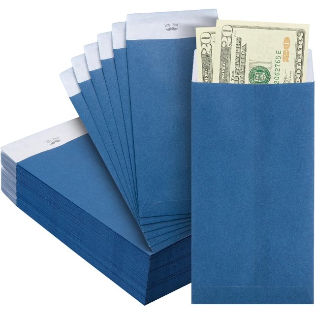 Mr. Pen- Money Envelopes for Cash, 100 Pack, 6.5" x 3.5", Blue Cash ...