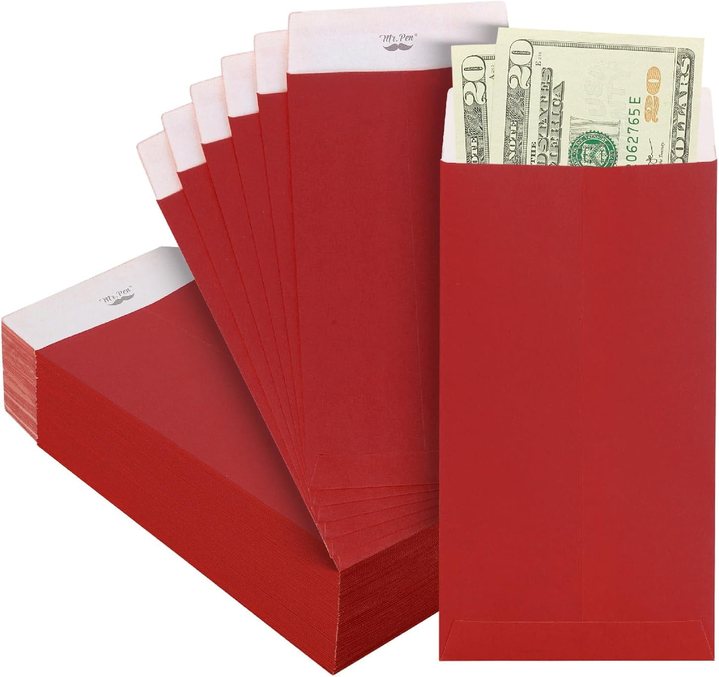 Mr. Pen- Money Envelopes for Cash, 100 Pack, 6.5" x 3.5", Red Cash ...