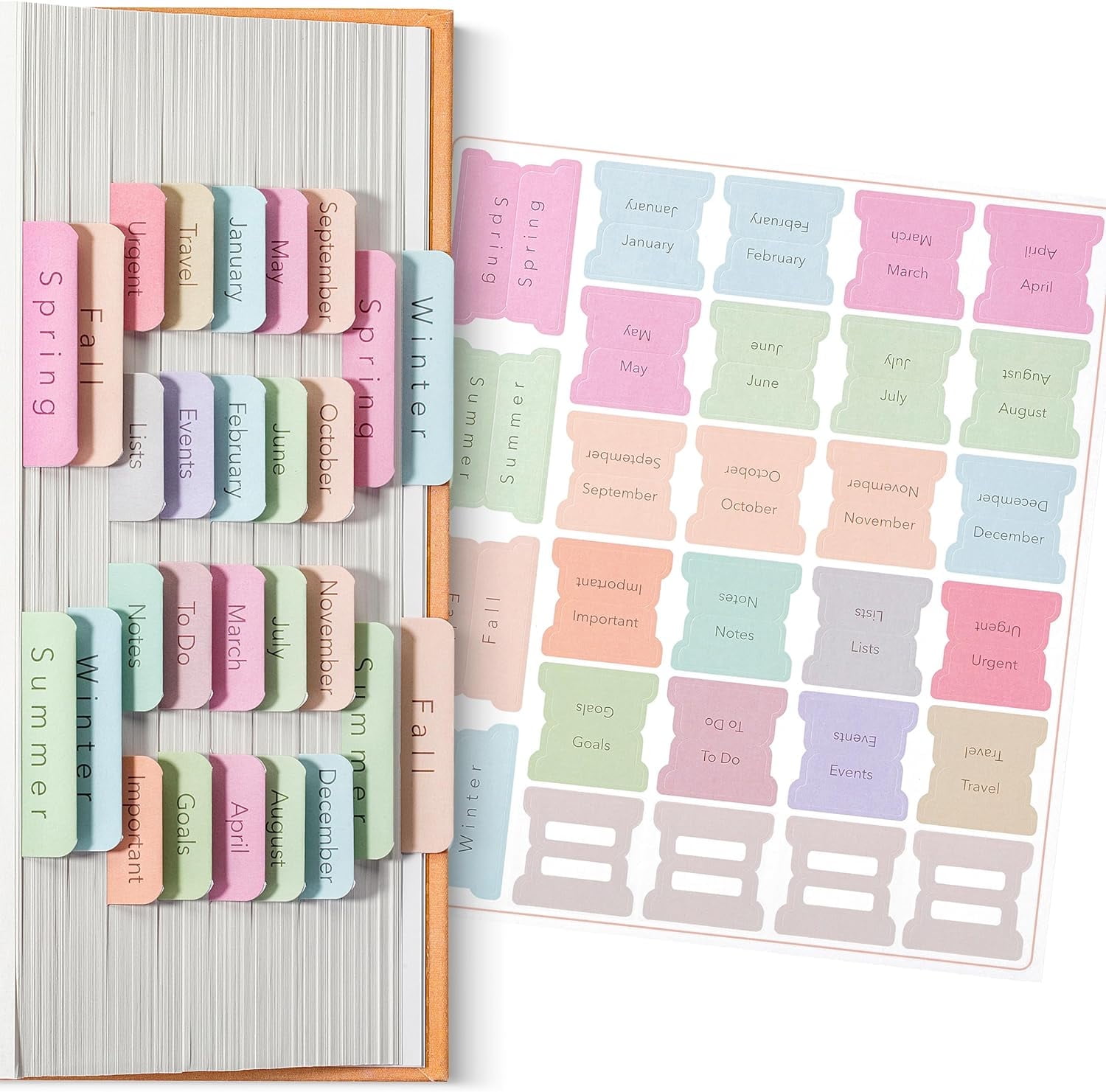 Mr. Pen Monthly and Seasonal Tabs Set 84 pcs Planner Tabs with Labels ...