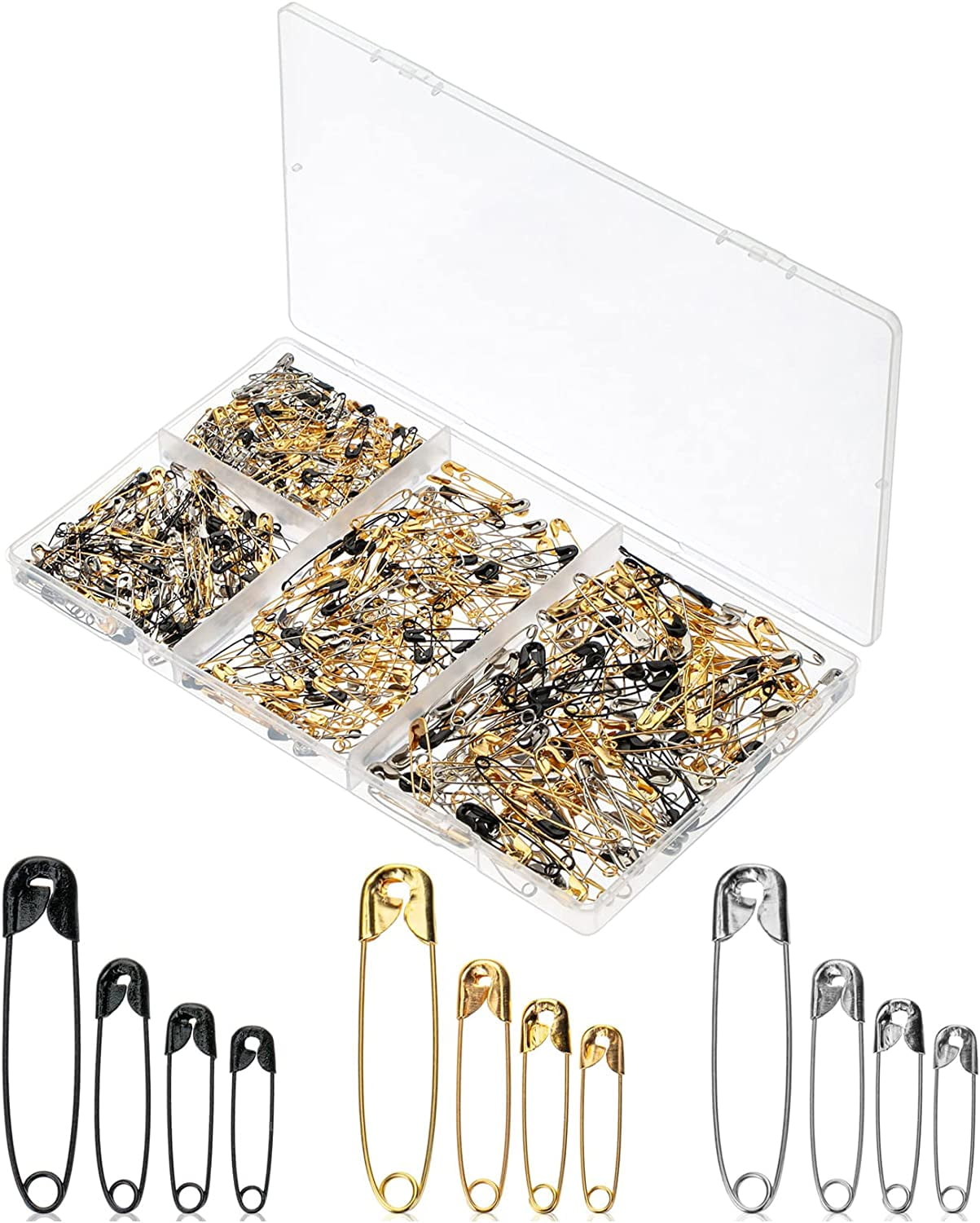 Mr. Pen- Assorted Safety Pins, 600 Pack, 3 Colors, 4 Sizes, Sewing ...