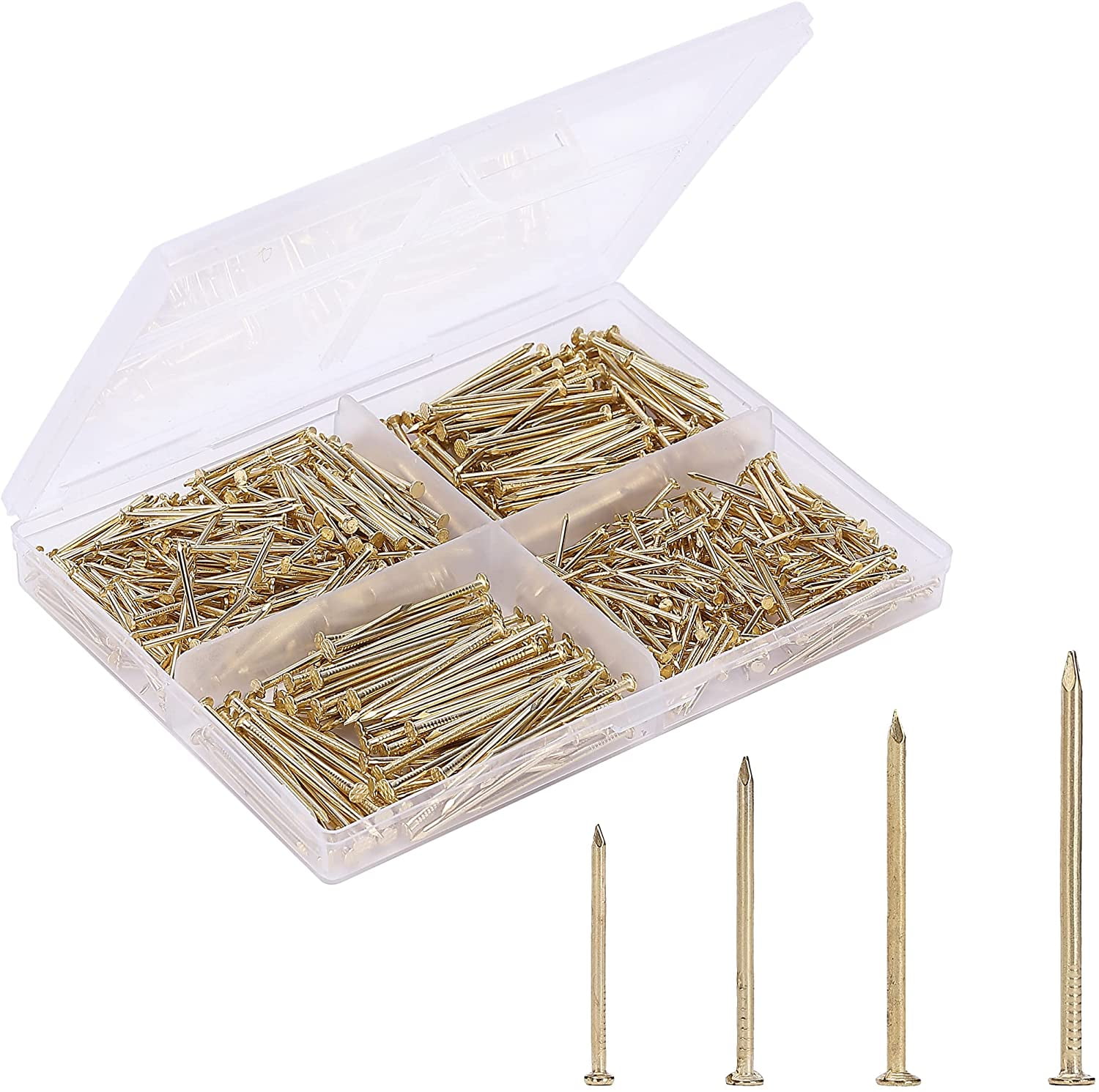 Mr. Pen Nail Assortment Kit 600 Pcs, 4 Sizes, Gold, Nails for Hanging ...